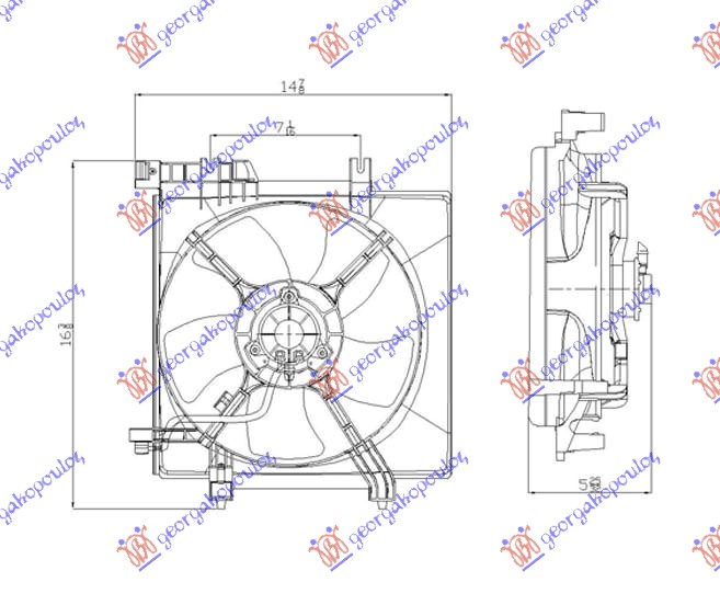 VENTILATOR KOMPLET BEZ TURBO BENZIN SUBARU LEGACY/OUTBACK (2004-2010) (OEM: 45121AG02A)