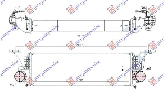 HLADNJAK INTERCOOLERA 2.3-3.0 DIZEL 600x190x65 IVECO DAILY (2011-2014) (OEM: 5801255907, 5801526777)