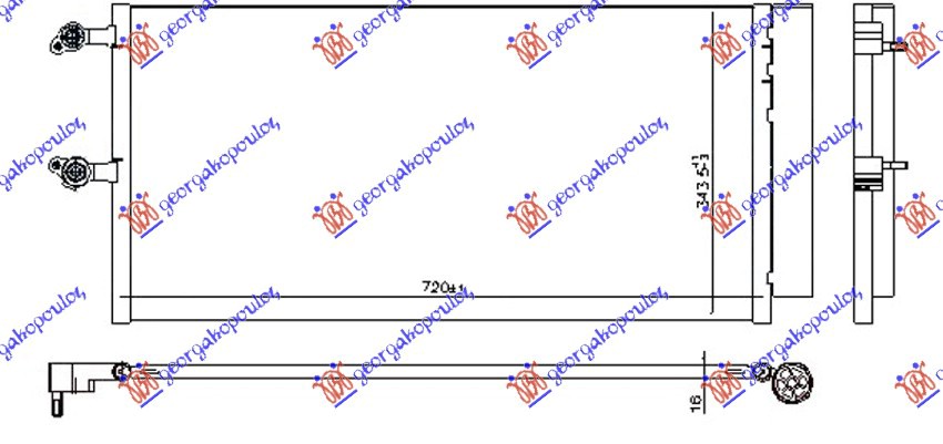 HLADNJAK KLIME BENZIN -DIZEL (720 x344x 16) VOLVO XC60 (2017-) (OEM: 31657301, 31686539)