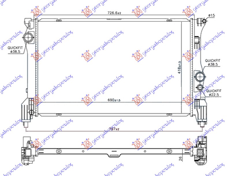 HLADNJAK 2.2 (114/116/119CDI/BL-T) (NOSAC DONJI) MERCEDES VITO (W447) (2015-) (OEM: 4475010001, A4475010001)