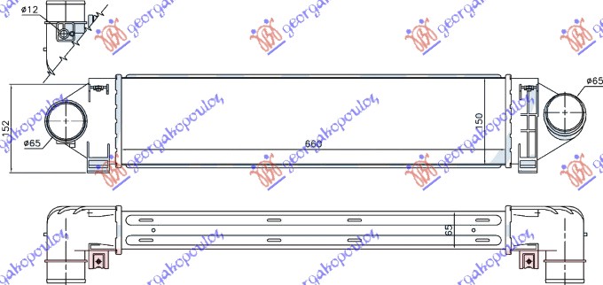 HLADNJAK INTERKULERA 2.5 ST225/RS305/RS350 BENZIN LAND ROVER FREELANDER (2007-2014) (OEM: 30723916)