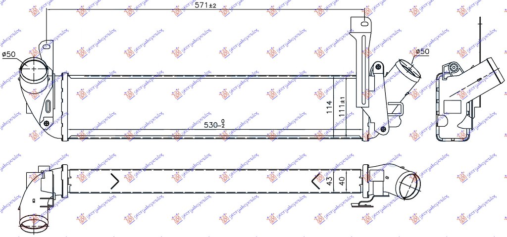 HLADNJAK INTERKULERA 1.5 DCI (657x93x85) NISSAN KUBISTAR (2003-2009) (OEM: 8200322941, 8200732384)