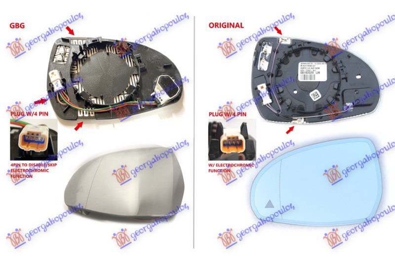 STAKLO RETROVIZORA SA GREJACEM (MRTAV UGAO) 4PIN Leva str. MERCEDES S CLASS (W223) (2020-) (OEM: A0998108101)