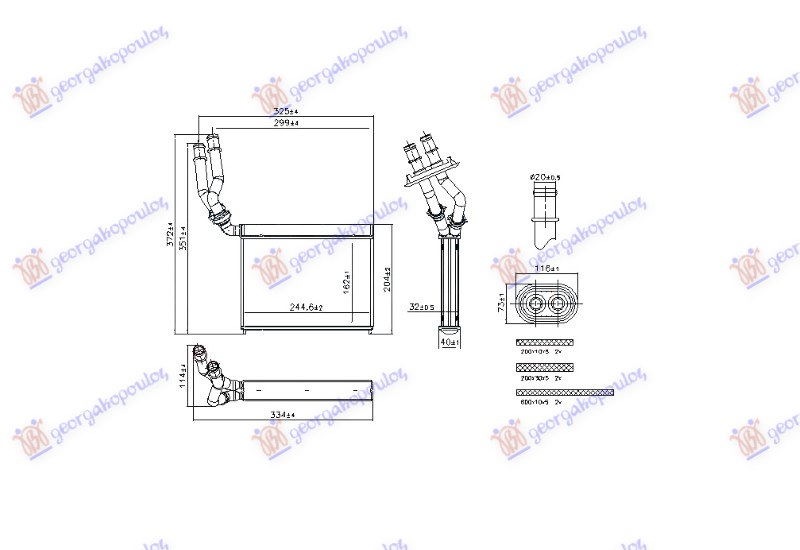 GREJAC KABINE (162x245x32) PORSCHE CAYENNE (2010-2015) (OEM: 7P0819031, 95857232600)