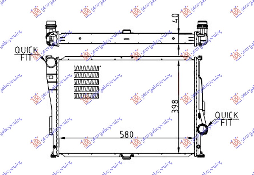 HLADNJAK (M3) 3.2 I24V (58X40.2X43) BMW SERIES 3 (E46) COUPE/CABRIO (1999-2003) (OEM: 1611573, 17102228941, 17119071517)