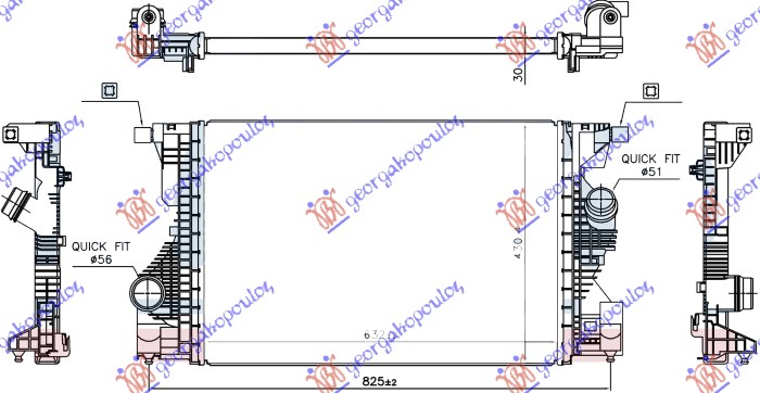 HLADNJAK INTERCOOLERA BENZIN (630x430x30) MERCEDES A CLASS (W177) (2018-) (OEM: 2475006100, A2475006100)