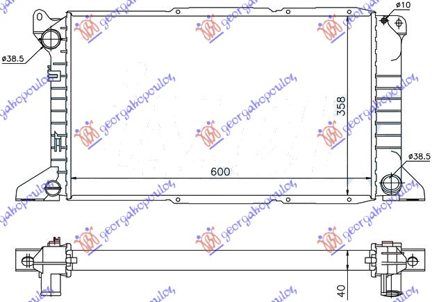 HLADNJAK MOTORA 2.5 TD – A/C (60×36) FORD TRANSIT (1995-2000) (OEM: 7242485)