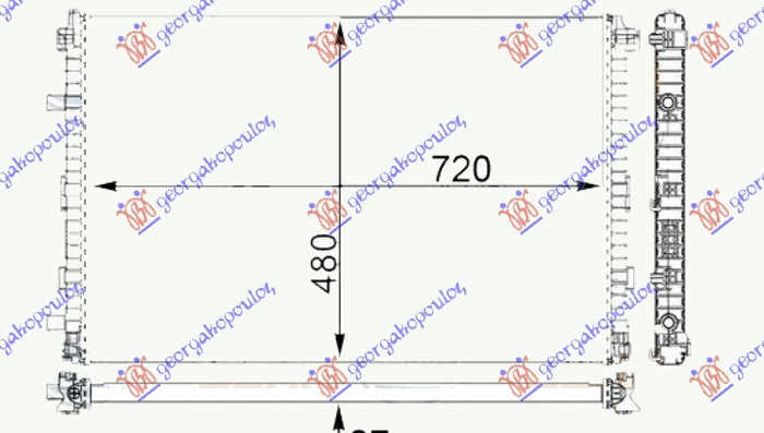 HLADNJAK DODATNI 3.0 BENZIN/DIZEL (720x480x26) AUDI Q7 (2015-2019) (OEM: 4M0145804AA)