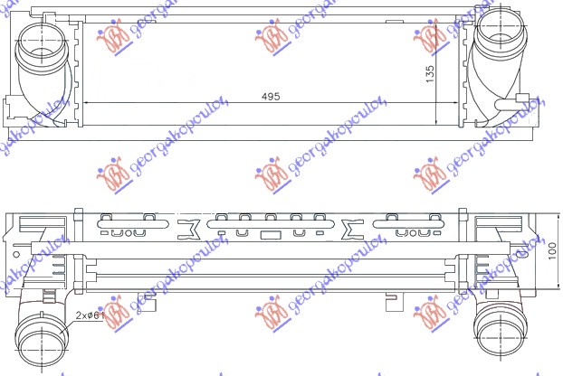 HLADNJAK INTERCOOLERA 2.5-2.8-3.0 DIZEL (495x133X9) BMW SERIES 1 (F21/20) 3/5D (2011-2015) (OEM: 17517600532)