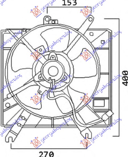 VENTILATOR KOMPLET BENZIN KIA RIO (2002-2005) (OEM: 0K30B15025B, 0K30B15025C, 25380-FD100)