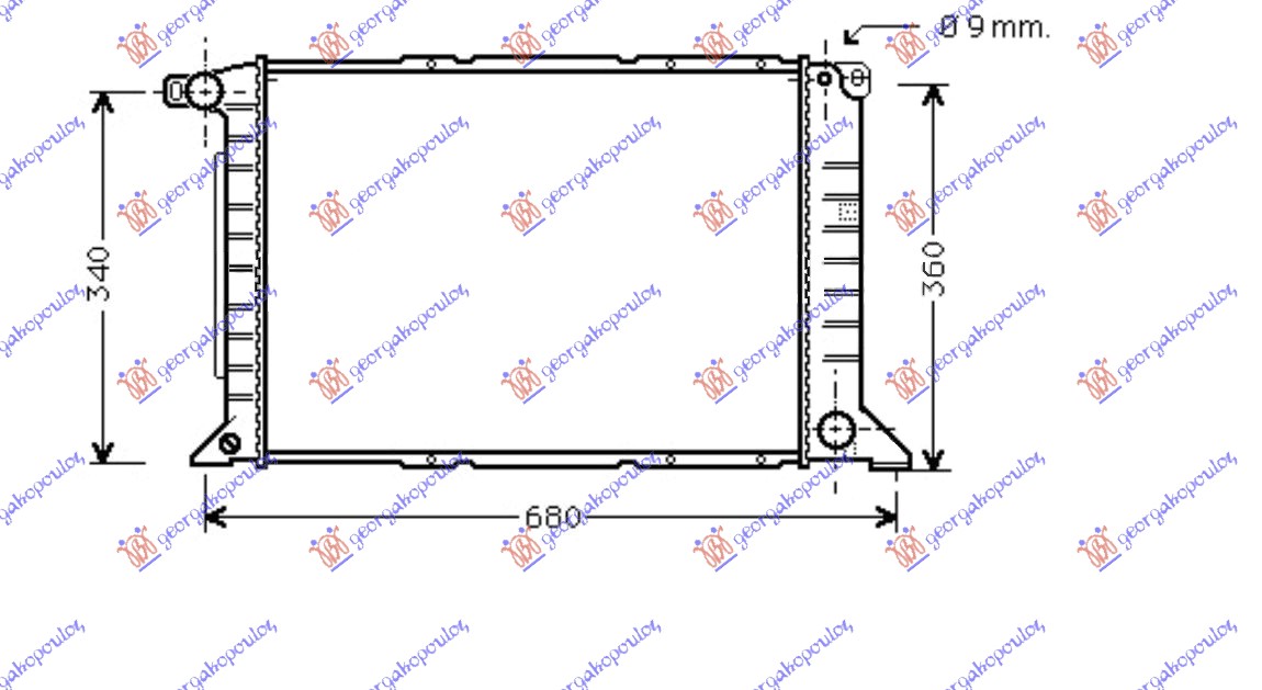 HLADNJAK 2.5TDI +/ – A/C (53.8×35.9) FORD TRANSIT (1995-2000) (OEM: 10239201671829, 97VB8005AD)