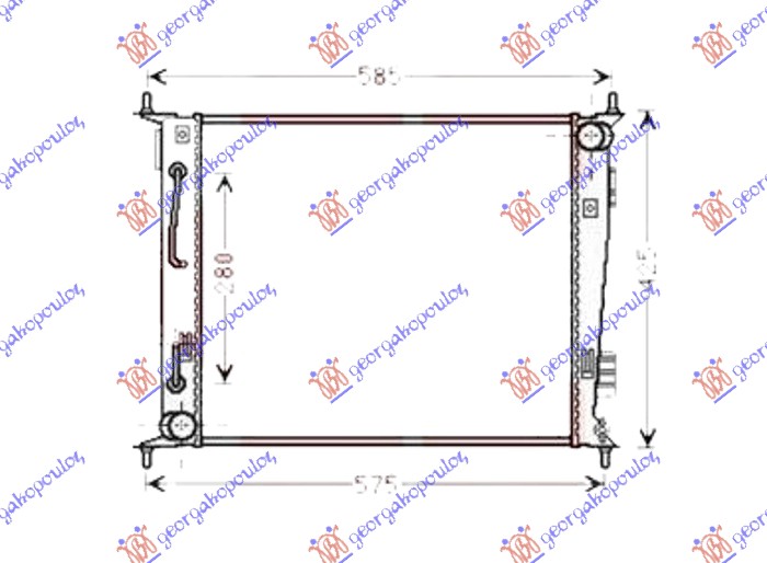 HLADNJAK MOTORA 1.6 BENZIN AUTOMATIK (480x415x16) KIA SOUL (2008-2011) (OEM: 253102K070, 253102K250)