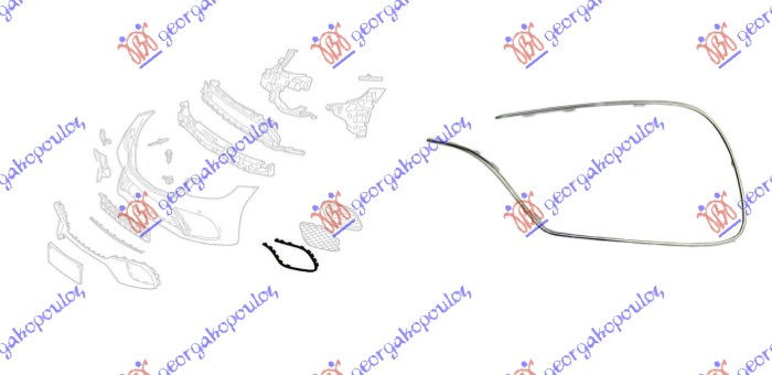 LAJSNA RESETKE PREDNJEG BRANIKA HROM S63/S65 Leva str. MERCEDES S CLASS (W222) (2017-2020) (OEM: 2228850501)