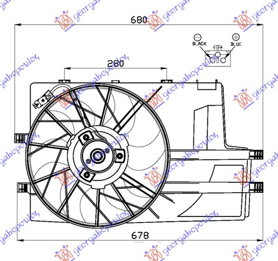 VENTILATOR BENZIN-DIZEL (HLADNJAK SA POSUDOM) MERCEDES A CLASS (W168) (1998-2004) (OEM: 1685000293, A1685000293)