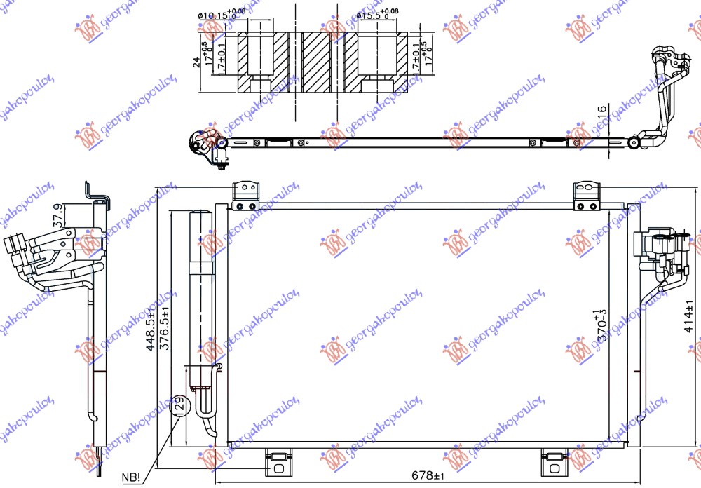 HLADNJAK KLIME 1.5 D DIZEL (678x370x16) MAZDA 2 (2014-2020) (OEM: DA6G61480, DB9N61480, DB9N61480A)