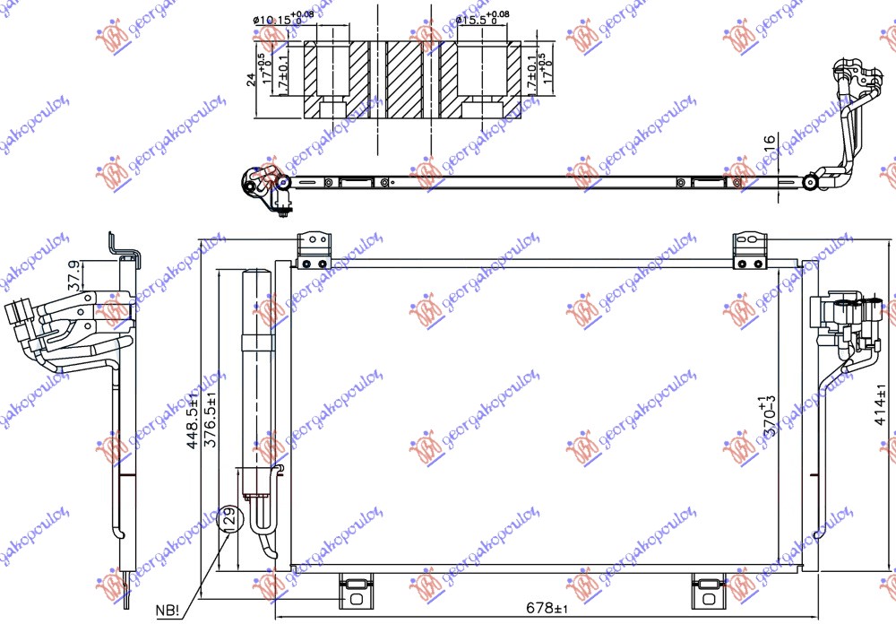 HLADNJAK KLIME 1.5 D DIZEL (678x370x16) MAZDA CX3 (2015-2019) (OEM: DA6G61480, DB9N61480, DB9N61480A)