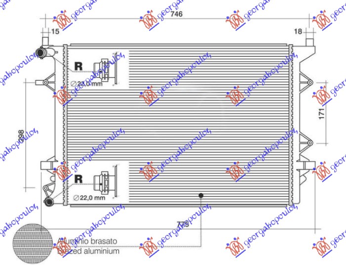 HLADNJAK DODATNI 1.4 HIB BENZIN (628×44 1x 16) VW JETTA (2010-2014) (OEM: 1K0121251EB, 1KM121253, 5C0121251M)