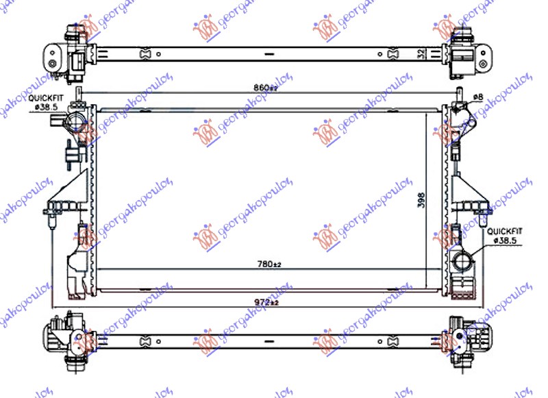 HLADNJAK 2.0 BlueHDi DIZ MANUELNI (780 x390 x32) PEUGEOT e BOXER (2020-) (OEM: 1613996580, 1629086780)