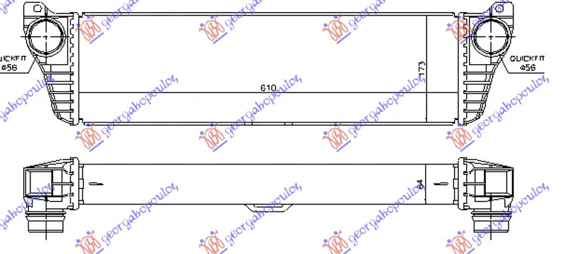 HLADNJAK INTERCOOLER 2.0-2.2 Cdi (610x170x64)10- MERCEDES VITO (W639) & VIANO (2004-2010) (OEM: 6395011301, A6395011301)