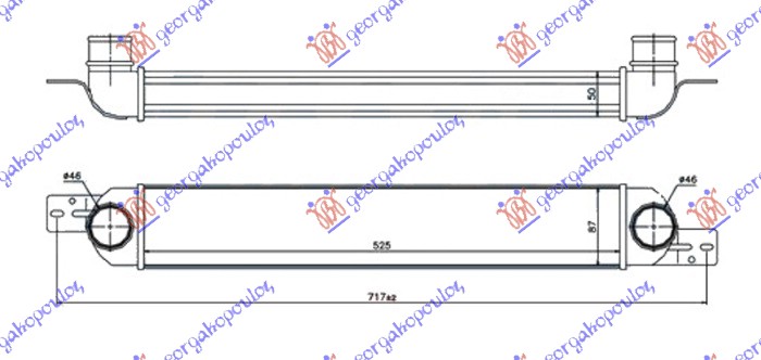 HLADNJAK INTERCOOLER 1.3-1.7 CRTi DIZ (ALUMINIJUM OPEL MERIVA (2003-2010) (OEM: 1300411, 13148294)