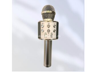 2u1 bluetooth zvučnik i karaoke mikrofon srebrni
