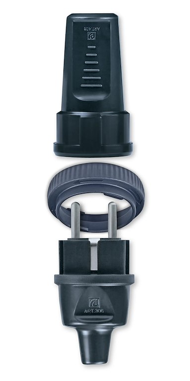 ALING-CONEL Set pribora za produžni kabal - utikač 306 crni / crni prsten