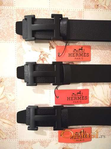 Novi muski kozni markirani kaisevi Hermes u crnoj boji Novo