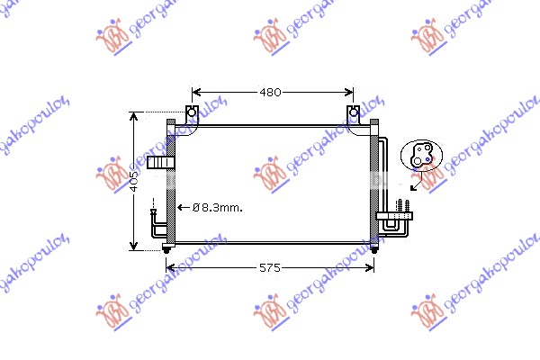 HLADNJAK KLIME 1.8i 8V – 1.5i 16 (53.5×34.5×20) KIA RIO (2002-2005) (OEM: 97606-FD100, 97606FD100)