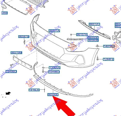 SPOJLER PREDNJEG BRANIKA (O) HYUNDAI i30 HATCHBACK/TOURER (2017-2020) (OEM: 86591-G4000, 86591G4000)