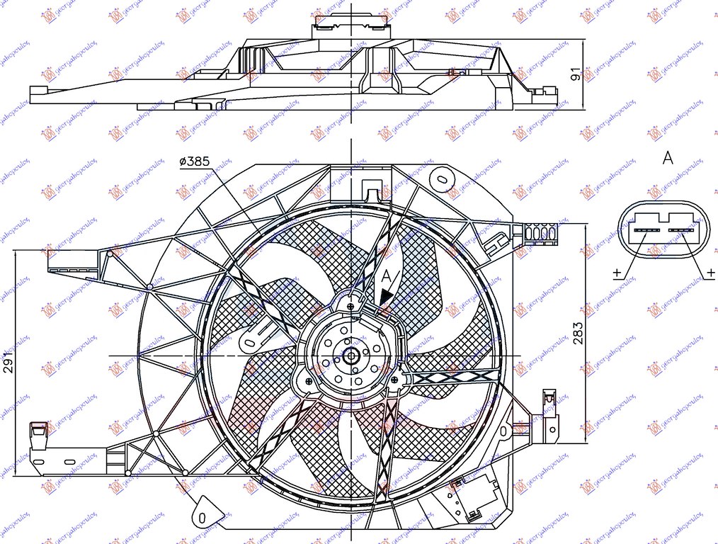 VENTILATOR KOMPLET (+AC) BENZIN/DIZEL NISSAN PRIMASTAR (2002-2006) (OEM: 7701066103, 7701069897)