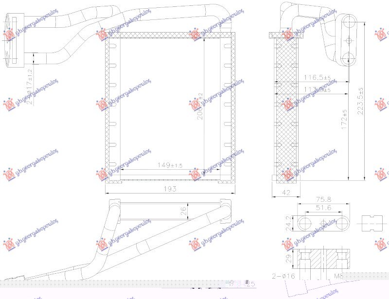 GREJAC KABINE (149x207x26) FORD TRANSIT/TOURNEO CUSTOM (2018-) (OEM: 1791695, 2014362, BK2118B539CA)