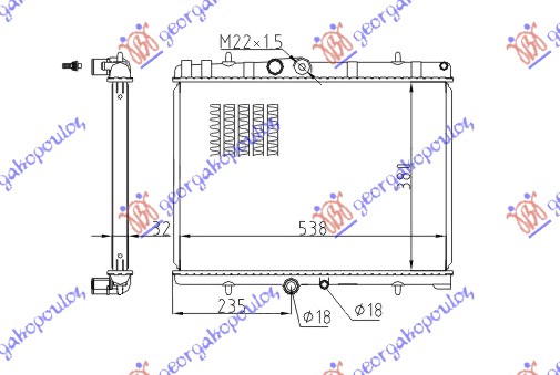 HLADNJAK 2.0i 16v(38×56) AUTO +A/C CITROEN C5 (2004-2008) (OEM: 1330.J8, 1330J8)