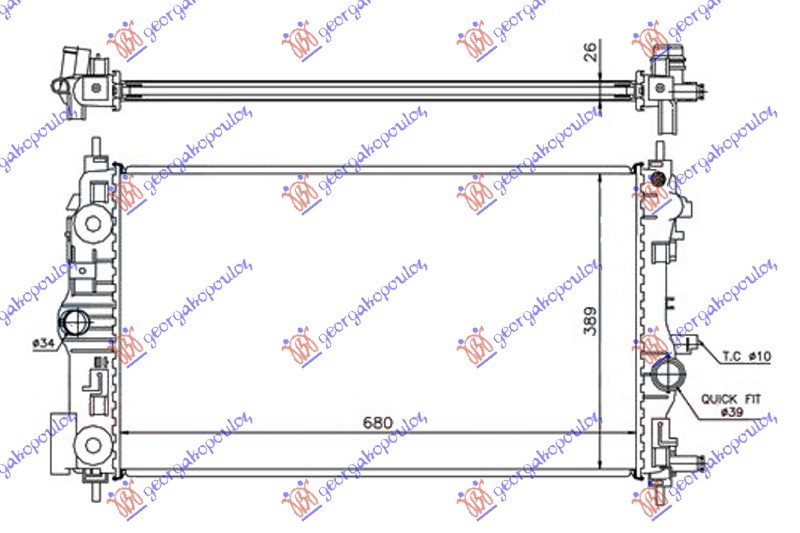 HLADNJAK 1.4TURBO (A 14NET-B 14NET) BENZINZ. MAN OPEL ZAFIRA TOURER (2011-2016) (OEM: 1300326, 13311078, 39074658)