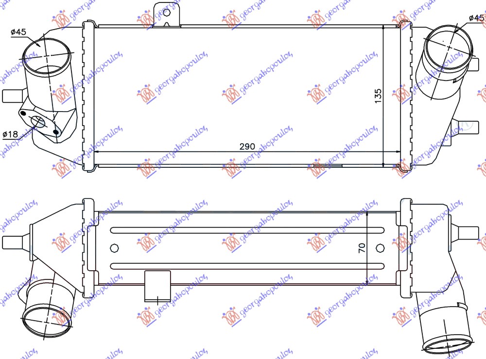 HLADNJAK INTERCOOLERA 1.4-1.6 CRDi (300x135x70) HYUNDAI iX20 (2011-) (OEM: 282712A700, 282712A710)