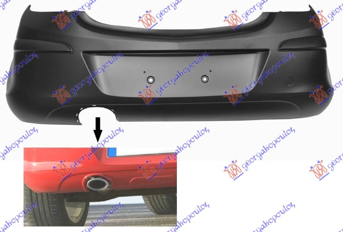 ZADNJI BRANIK 5 VRATA SPORT/SXI/GSI (SA/BEZ PDS) OPEL CORSA D (2006-2015) (OEM: 1404243, 13242158)