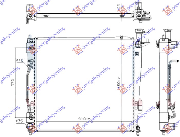 HLADNJAK MOTORA 2.0-2.2D AUTOMATIK 51×48 HELLA TYPE HYUNDAI SANTA FE (2012-2016) (OEM: 253102B970, 253102B990)