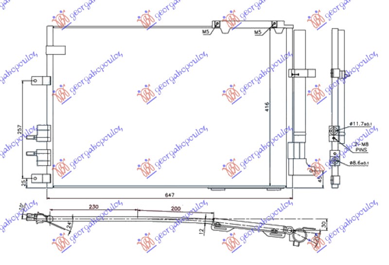 HLADNJAK KLIME 3.2 JTS BENZIN 2.4 JTDM DIZEL ALFA ROMEO BRERA (2006-2010) (OEM: 50507288, 60698005)