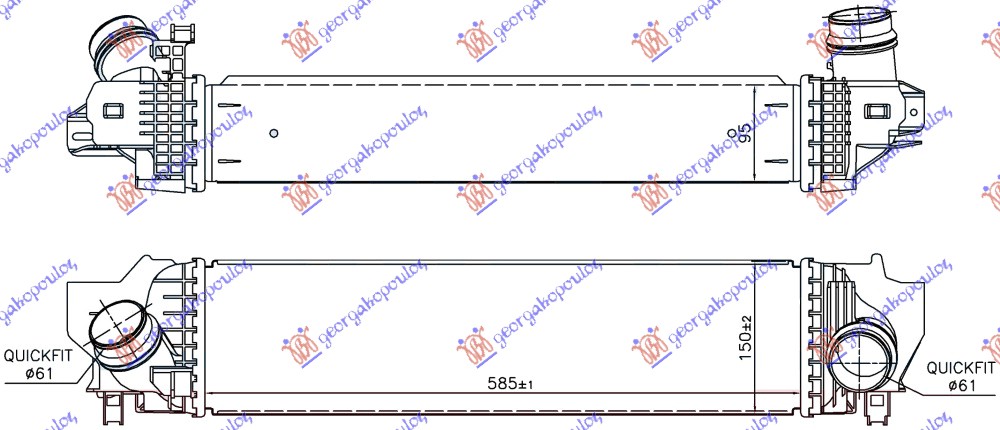 HLADNJAK INTERCOOLERA DIZEL 2.0 (220i) BENZIN BMW X1 (F48) (2015-2019) (OEM: 7617598, 17517617598)