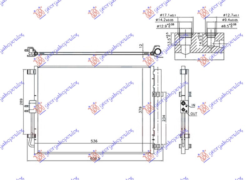 HLADNJAK KLIME SVI MODELI DIZEL (480x400x12) KIA SOUL (2016-2019) (OEM: 97606B2200, 97606B2201)