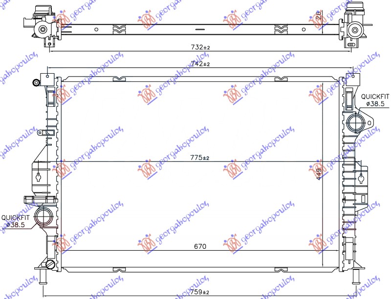 HLADNJAK MOTORA 1.6 EcoBoost AUTOMATIK BENZIN -15 FORD KUGA (2013-2016) (OEM: 1786804)