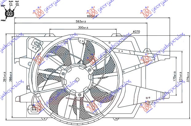 VENTILATOR KOMPLET JEDAN +A/C (4 KABLA) FORD FOCUS (1998-2004) (OEM: 1318692, 1355712, 2S41-8C607AA)