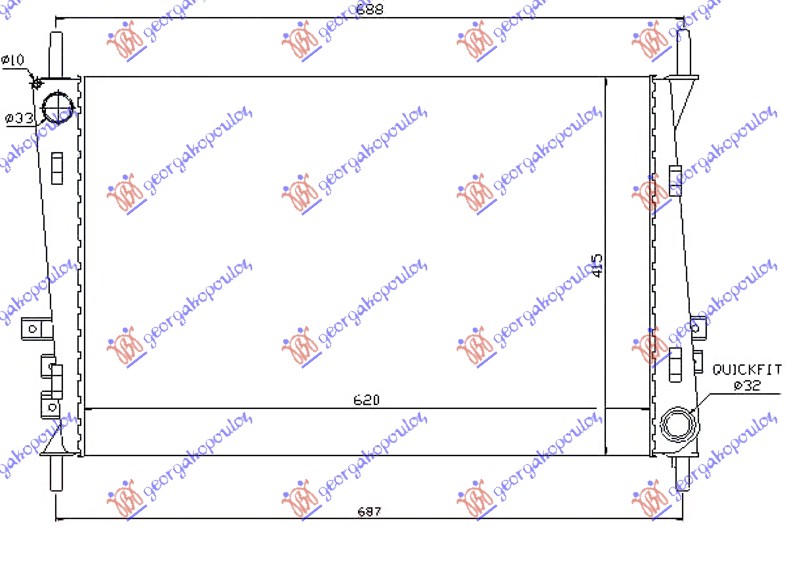 HLADNJAK SVIMODELI BENZIN/DIZEL (620x415x34) JAGUAR X-TYPE (2001-2009) (OEM: C2S042756, C2S31599, C2S42756)