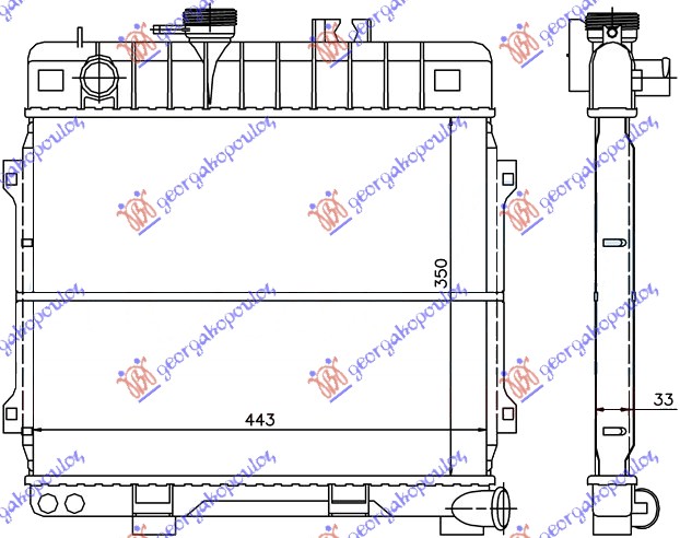 HLADNJAK MOTORA 1.6 – 1.8cc +/ – A/C (44×35) BMW SERIES 5 (E28) (1981-1988) (OEM: 17111151700, 17111152070, 17111152752)