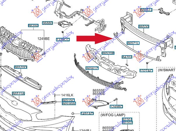 OJACANJE PREDNJEG BRANIKA DONJE (O) KIA PROCEED 3D (2013-2015) (OEM: 86571-A2300, 86571A2300)