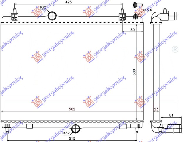 HLADNJAK MOTORA 2.0 HDi (38×56.7×28) 08 – CITROEN C5 (2008-2016) (OEM: 1330W5, 1330X2, 133396)