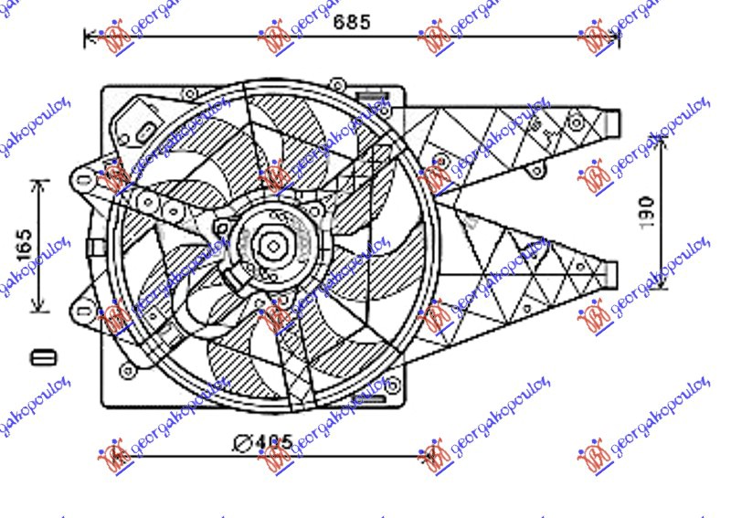 VENTILATOR KOMPLET 1.3-1.6-2.0 JTD (-AC) FIAT DOBLO (2015-) (OEM: 51821155)