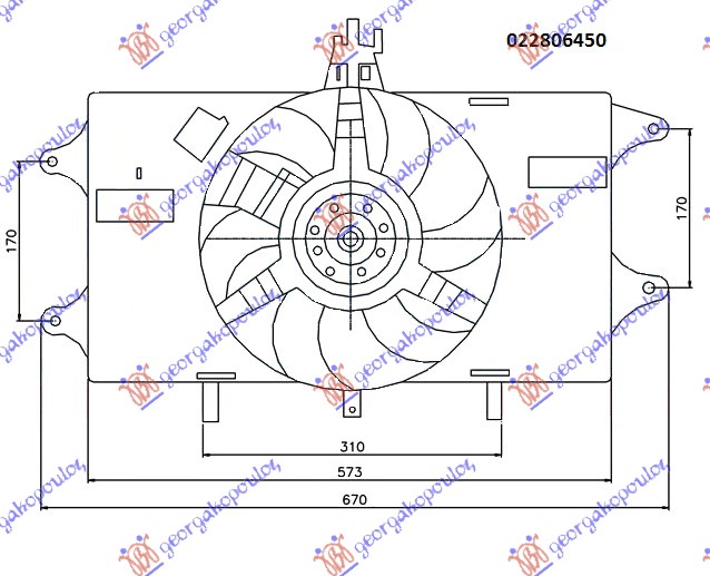 VENTILATOR KOMPLET (1.2 BENZIN) – A/C FIAT DOBLO (2001-2005) (OEM: 46737731)