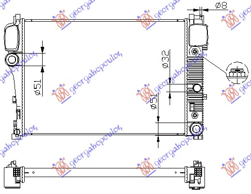 HLADNJAK MOTORA (64x44x47) AUTOMATIK MERCEDES S CLASS (W221) (2005-2013) (OEM: 2215000003, 2215000203, 2215000503)