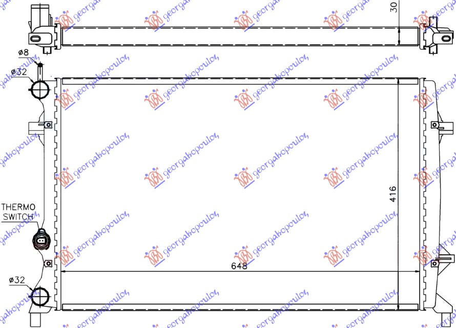 HLADNJAK MOTORA 1.8-2.0 BENZIN 650 x450 LEMLJEN VW NEW BEETLE (2011-2016) (OEM: 1K0121251L, 1K0121253L, 5C0121251D)