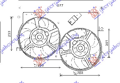 VENTILATOR KOMPLET (DUPLI) 1.3 JTD 03- FIAT ALBEA (2005-) (OEM: 51718772)